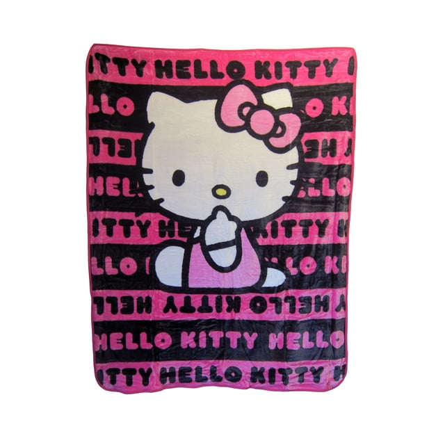 Hello Kitty Royal Plush Raschel 100% Polyester Throw Blanket - Yellow ...