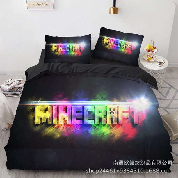 Minecraft Duvet Cover Set Single, Bedding Set 3 Piece Set Soft ...