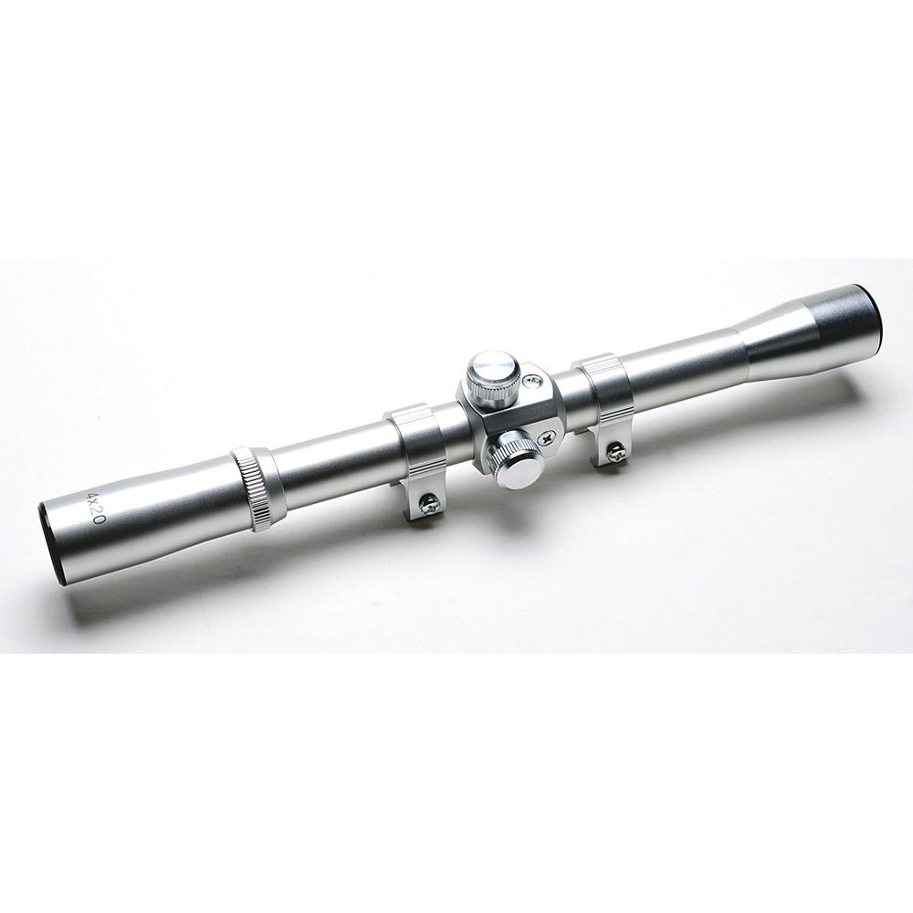 Hammers 22 Rifle Scope 4X20 with Dovetail Ring Polished Silver Chrome ...