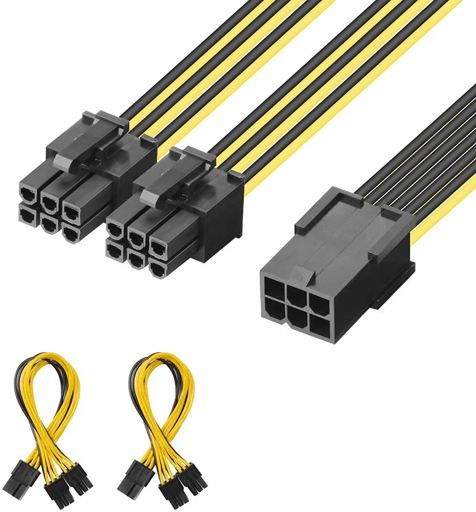J&D 6 Pin Female to Dual 6 Pin Male PCIe Computer Power Splitter, 8 ...