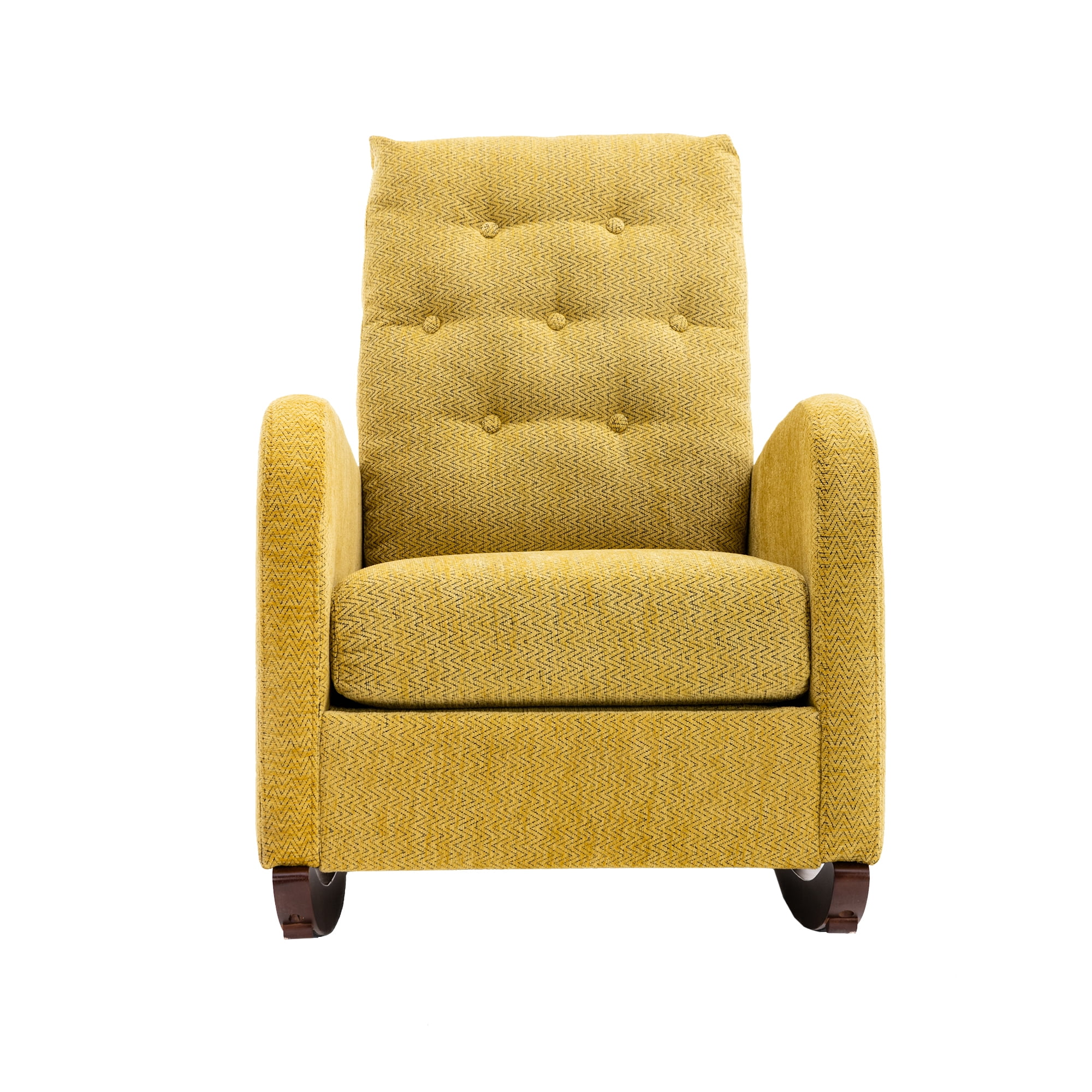 Fabric Padded Seat Rocking Chair with Side Pocket Mid-Century Modern ...