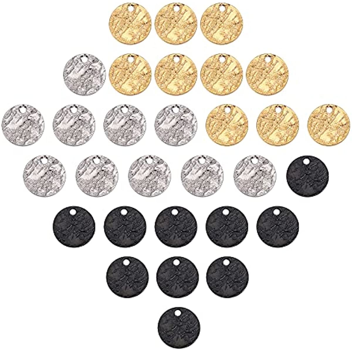 1 Box 30Pcs Stainless Steel Earring Charms Flat Round Metal Pendants ...