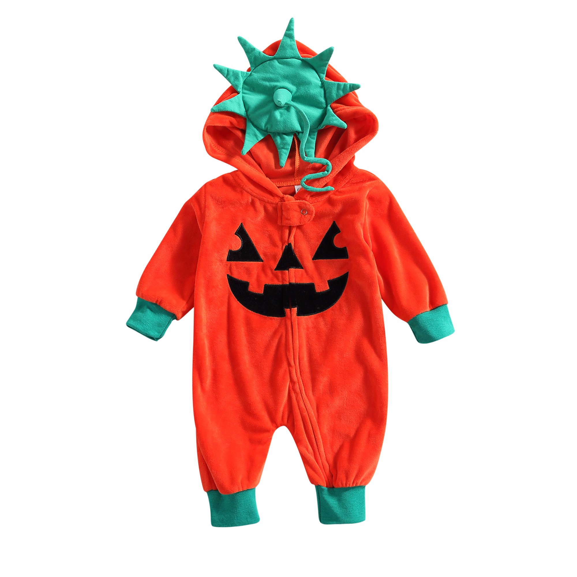Click here for Diconna Baby Pumpkin Hooded Romper Long Sleeve Zip... prices