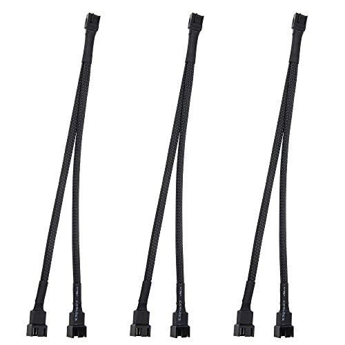 Fan Splitter, 3 Pack 4 Pin PWM Fan Splitter Cable 2 Way Sleeved Braided ...