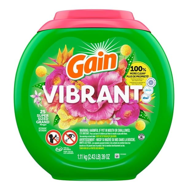 Gain Super Sized Flings Laundry Detergent Pacs, Vibrant, 3-in-1 ...