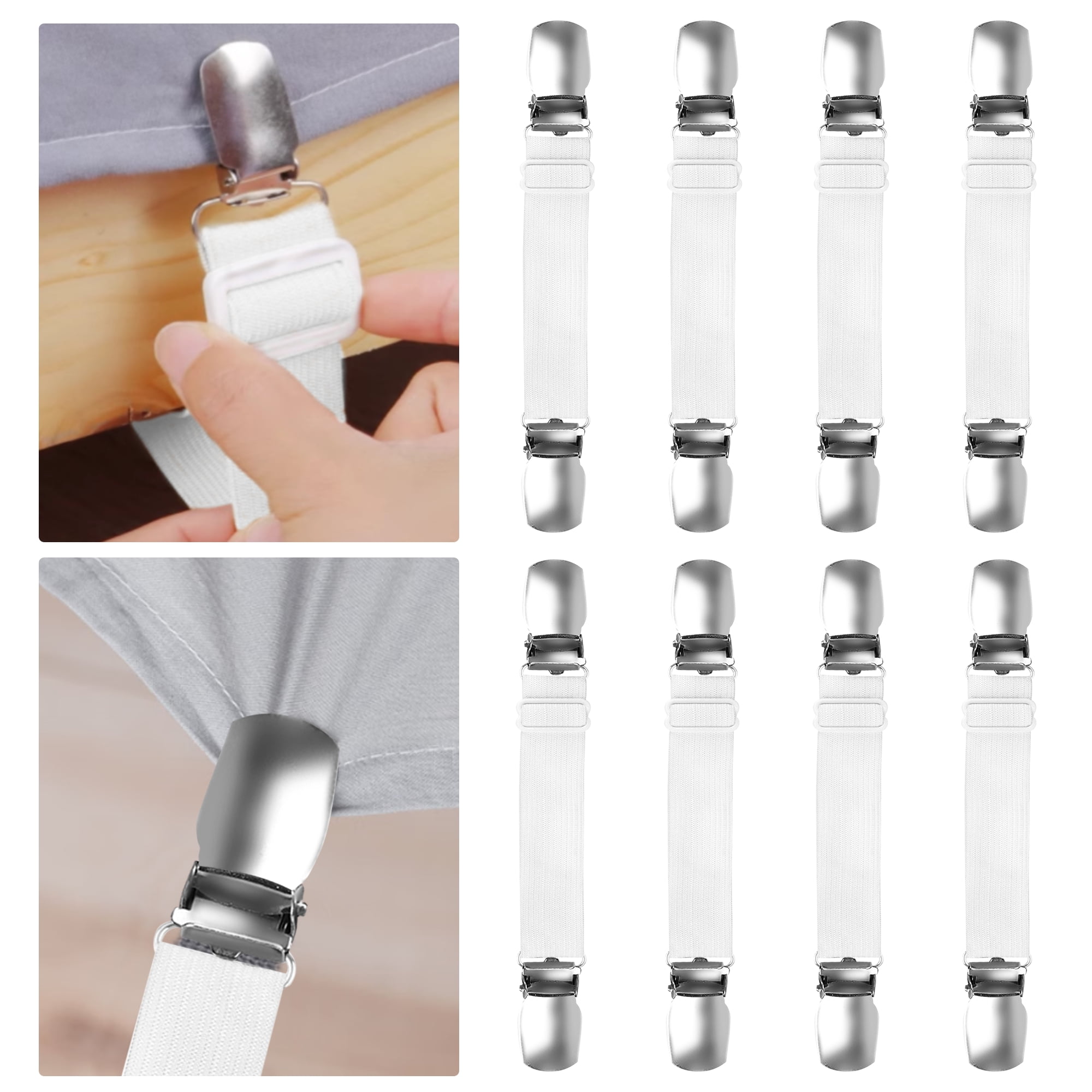 TSV 8Pcs Adjustable Bed Sheet Fasteners Suspenders, Elastic Sofa ...