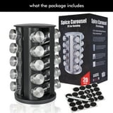Rotating Spice Rack with 20 Round Empty Bottles, Kitchen Seasoning Set ...