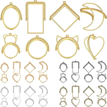 40 Pieces Open Back Bezels Pendants Charms Rotatable Hollow Tray for ...