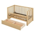 Euroco 3-in-1 Convertible Crib, Baby Crib with Drawers, Wood and Metal ...