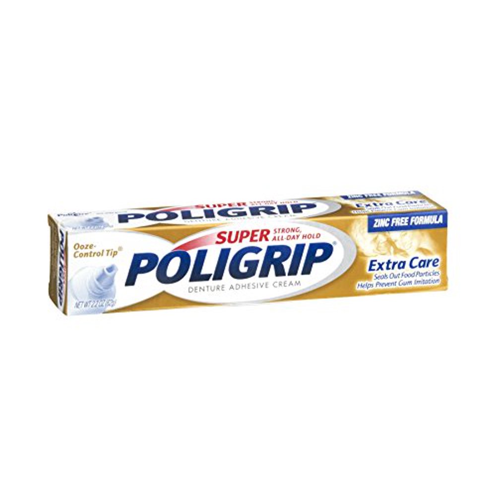 5 Pack - PoliGrip Super, Denture Adhesive Cream, Extra Care - 2.2 oz ...
