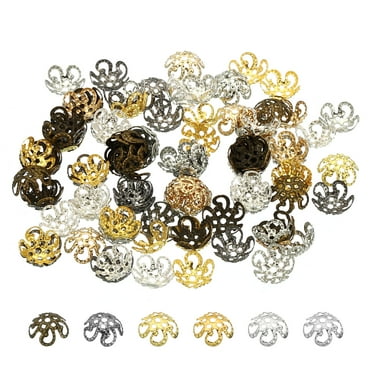 Uxcell Flower Bead Caps, 100Pcs 14x5mm Hollow Metal Spacer Bead End ...