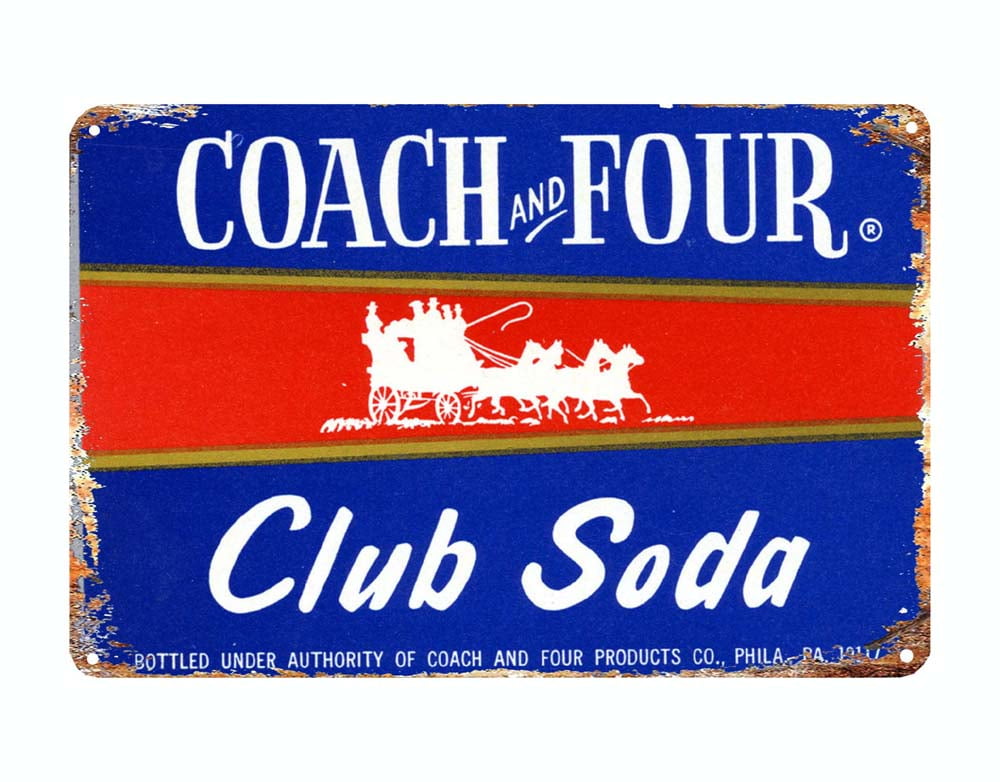 Coach and Four Club Soda drink metal tin sign vintage style ...