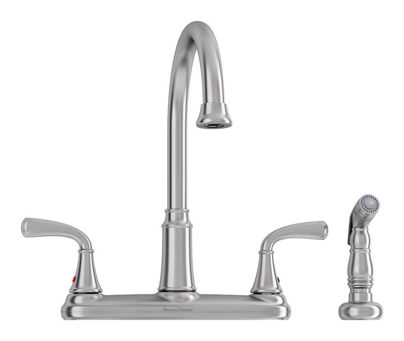 American Standard Tinley Two Handle Stainless Steel Kitchen Faucet Side ...