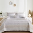 Beige Queen Size Bohemian Stripe Quilt Set - Walmart.com