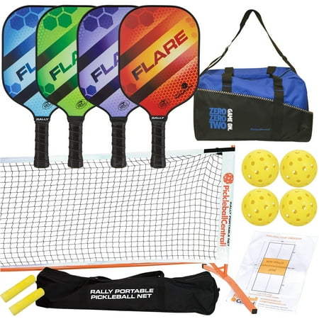 Rally Flare Pickleball Complete Set for 4 Players (Portable Pickleball ...