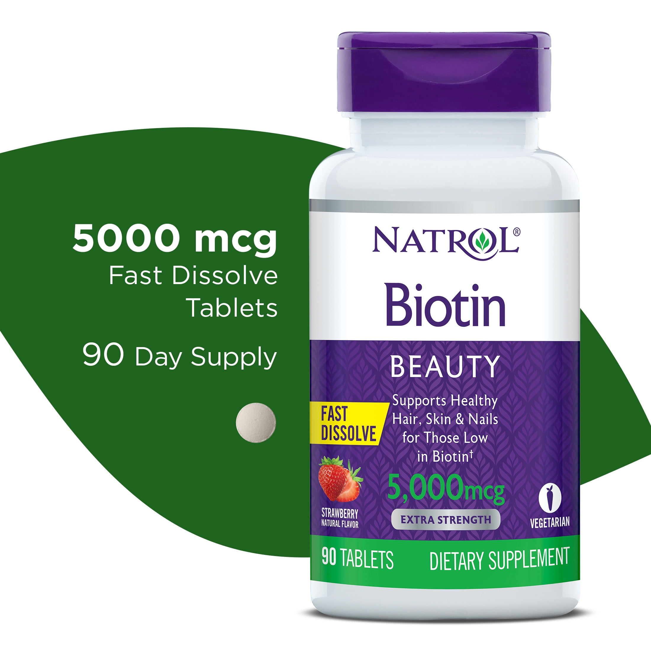 Natrol® Biotin Beauty Tablets, Promotes Healthy Hair, Skin and Nails ...