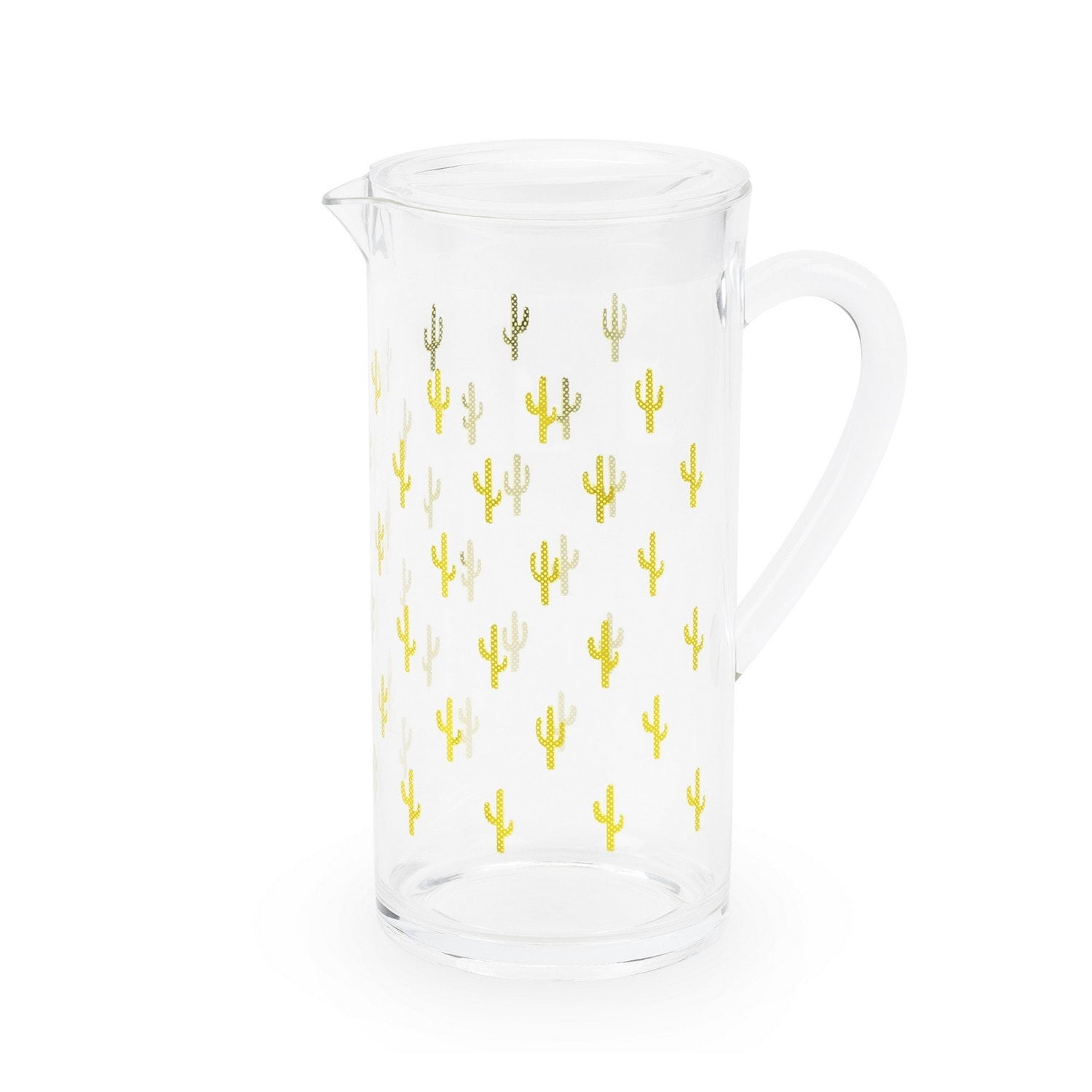 Vintage Cacti Floral Pattern Retro Yellow Blue Red White Libbey Pitcher ...