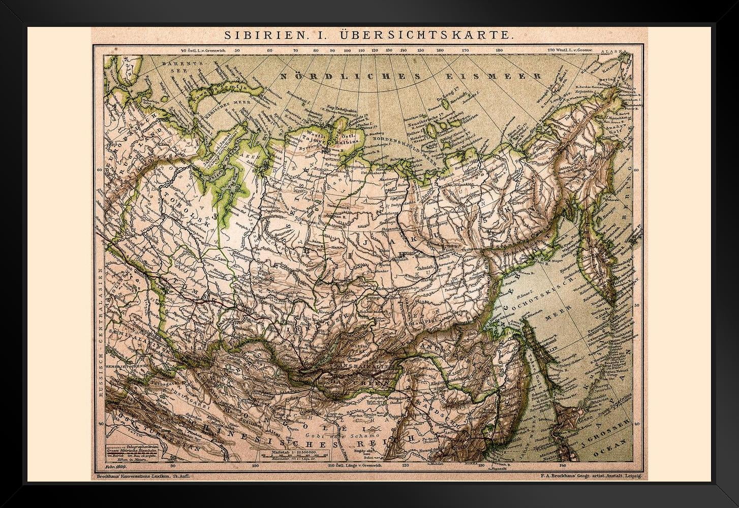 Buy Vintage Siberia Outline Antique Style Map Travel World Map with ...