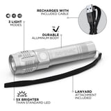 Rayovac Metal Rechargeable LED Flashlight with USB Charging Cable, 300 ...