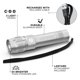 Rayovac Metal Rechargeable LED Flashlight with USB Charging Cable, 300 ...