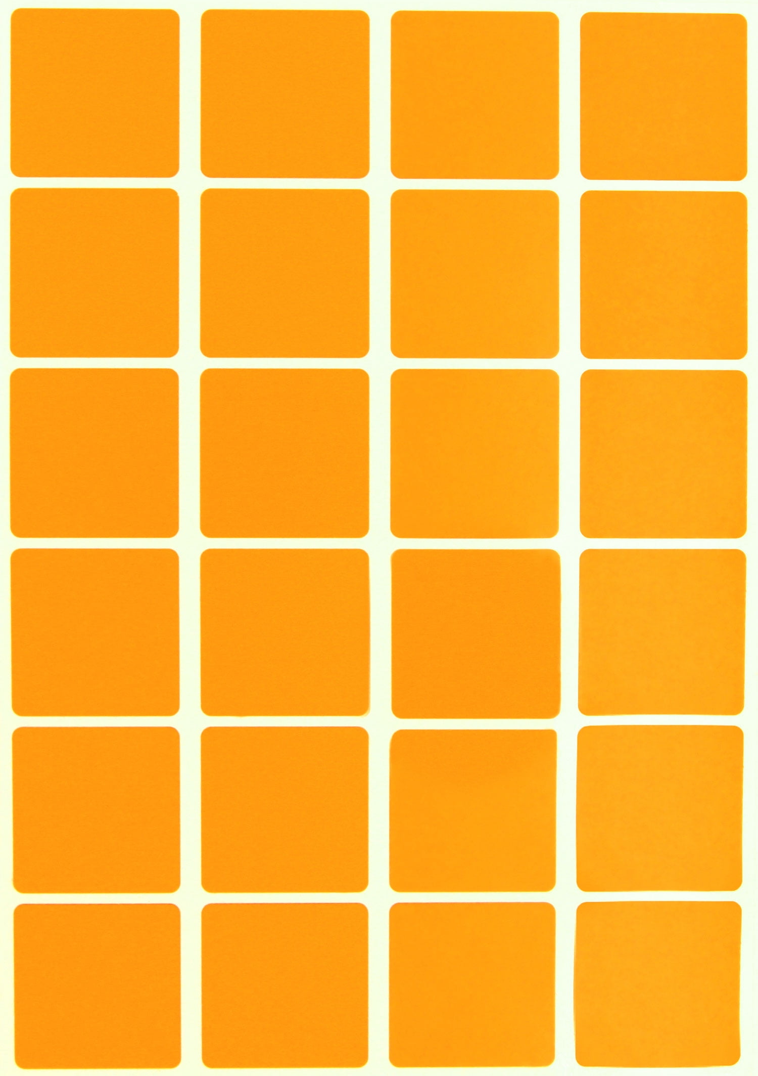 Royal Green Square Stickers for All Purpose in Neon Orange 1 inch (25mm ...