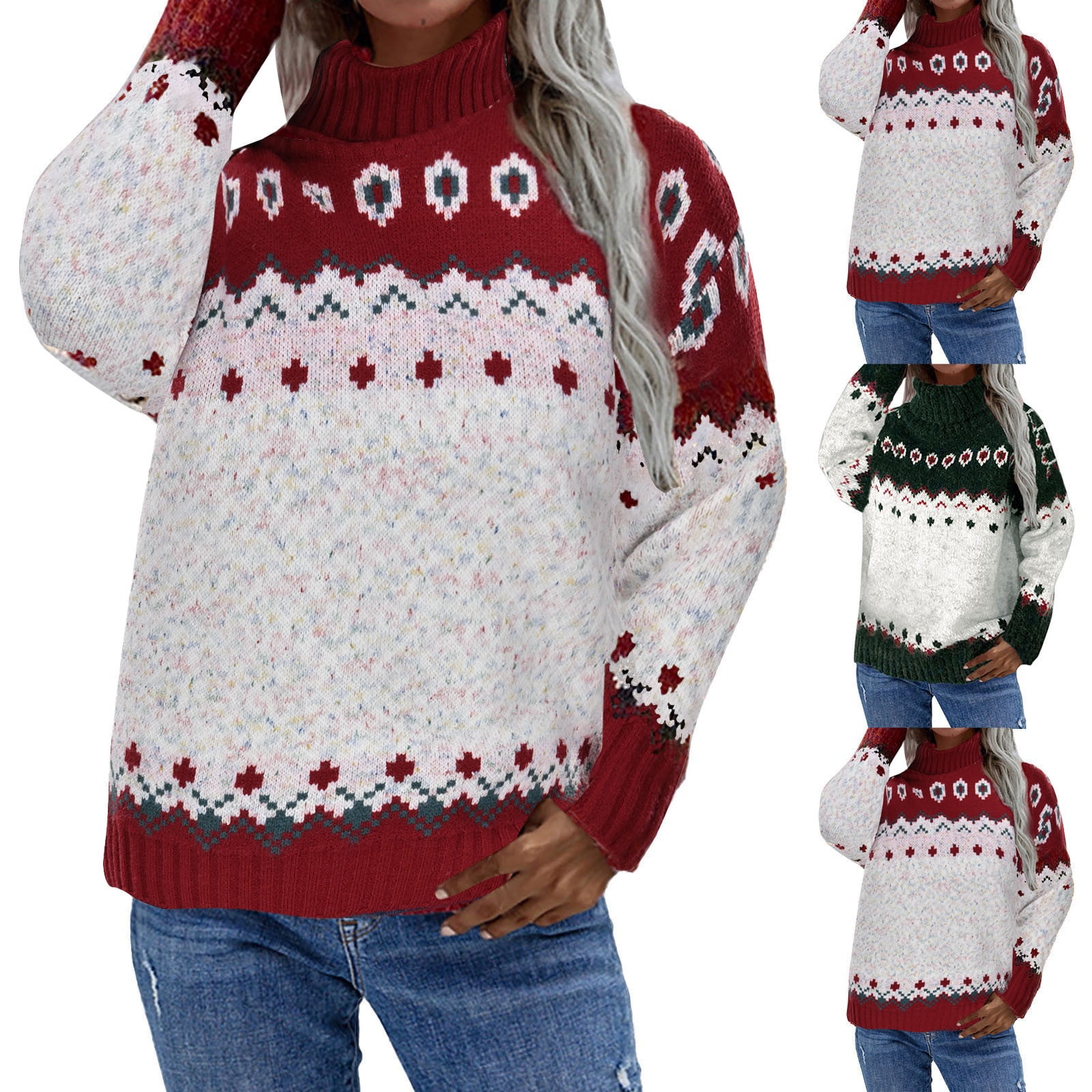Shadoumai Ugly Christmas Sweater Dress for Women Ugly Long Sleeve Green ...
