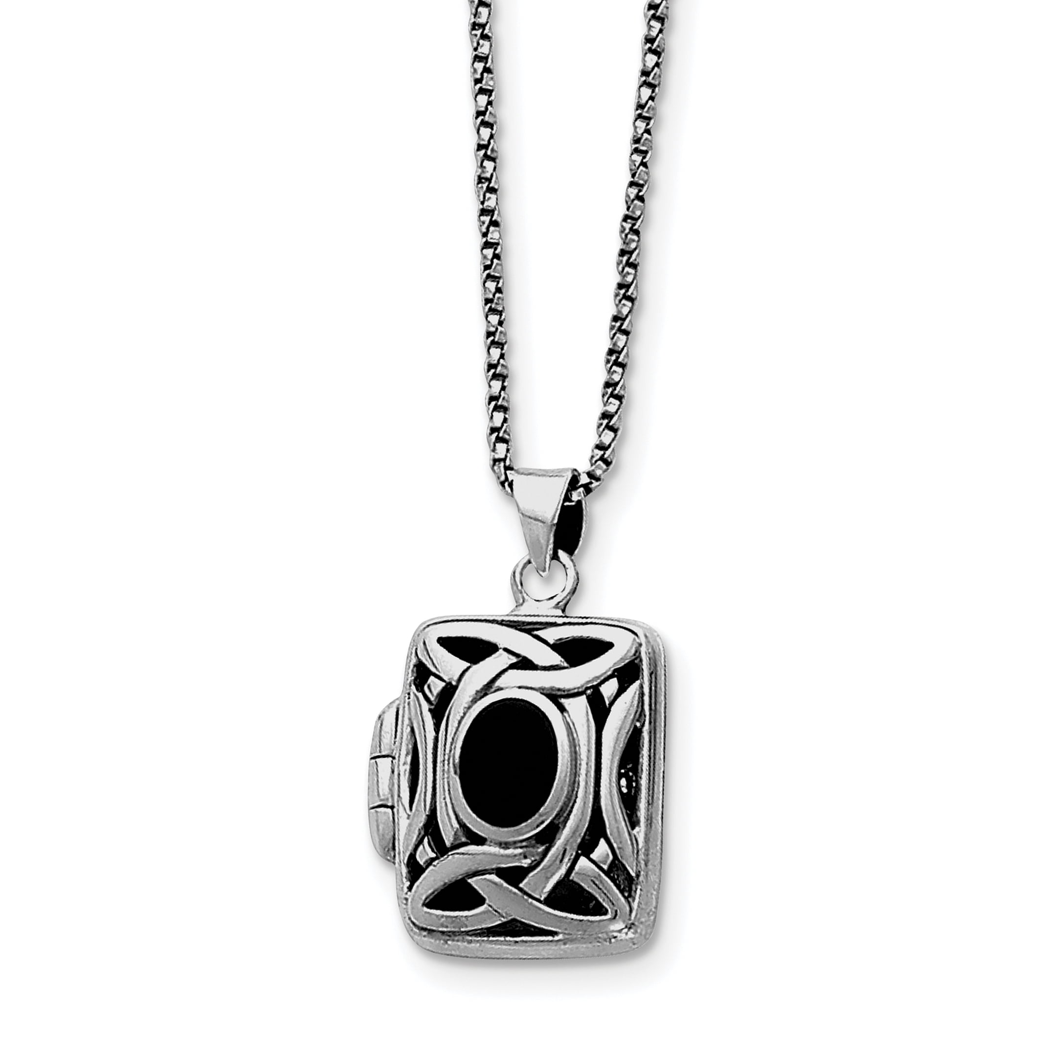 Sterling Silver Onyx Square Locket with Chain - Walmart.com