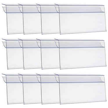 1.65 x 3.9 Inches Shelf Label Holder Clear Plastic Clip on Labels Shelf ...