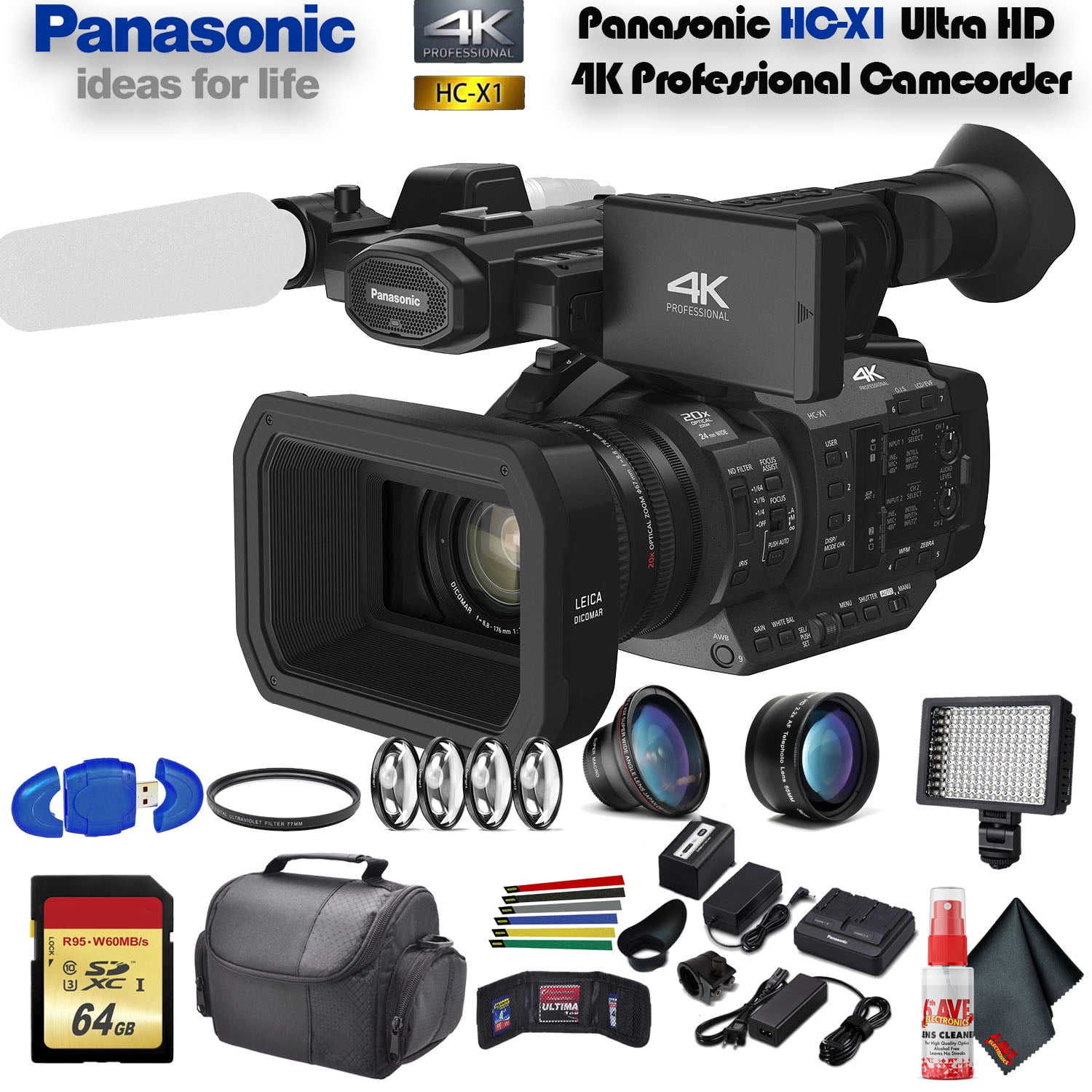 Panasonic HC-X1 Ultra HD 4K Professional Camcorder (HC-X1) with UV ...