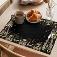 Black Graduation Cap Cotton Linen Placemats Set of 2, Gold Stars ...