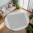 Gray Geometric 5ft Round Rug, White Greek Key Design Burlap Modern Art ...