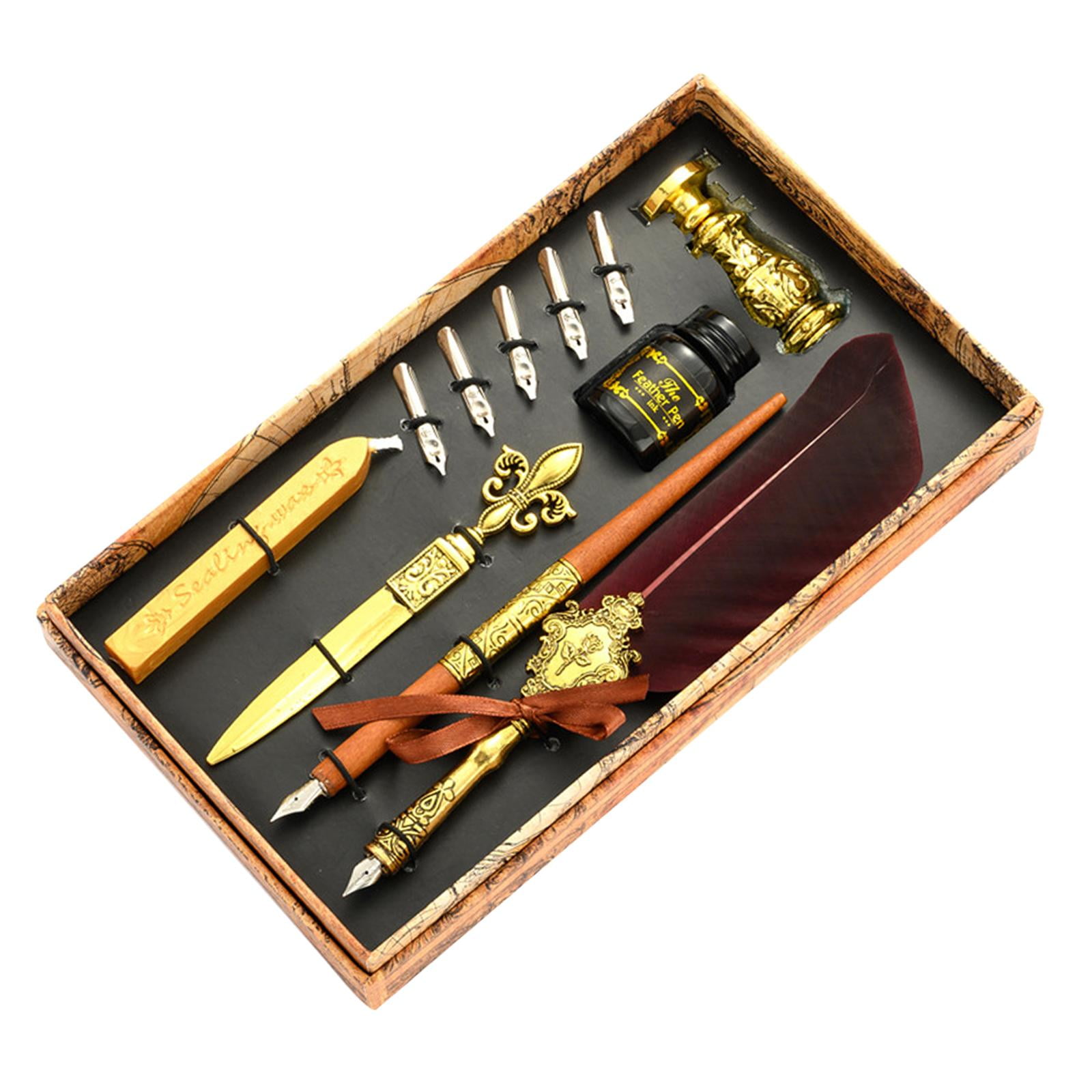 Calligraphy Quill Pen and Ink Set Feather Dip Pen for Drawing ...