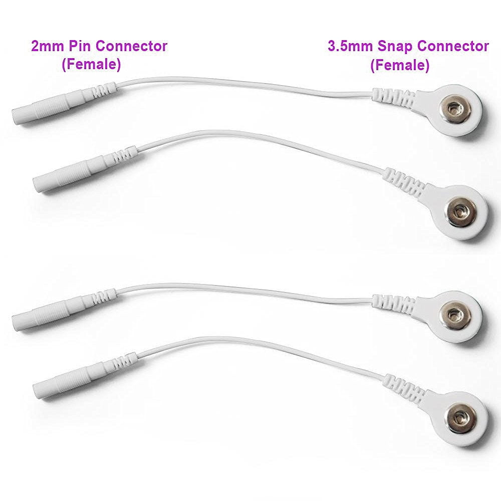 12 PCS TENS cables adapters to convert 2mm pin to 3.5mm snap Connection ...