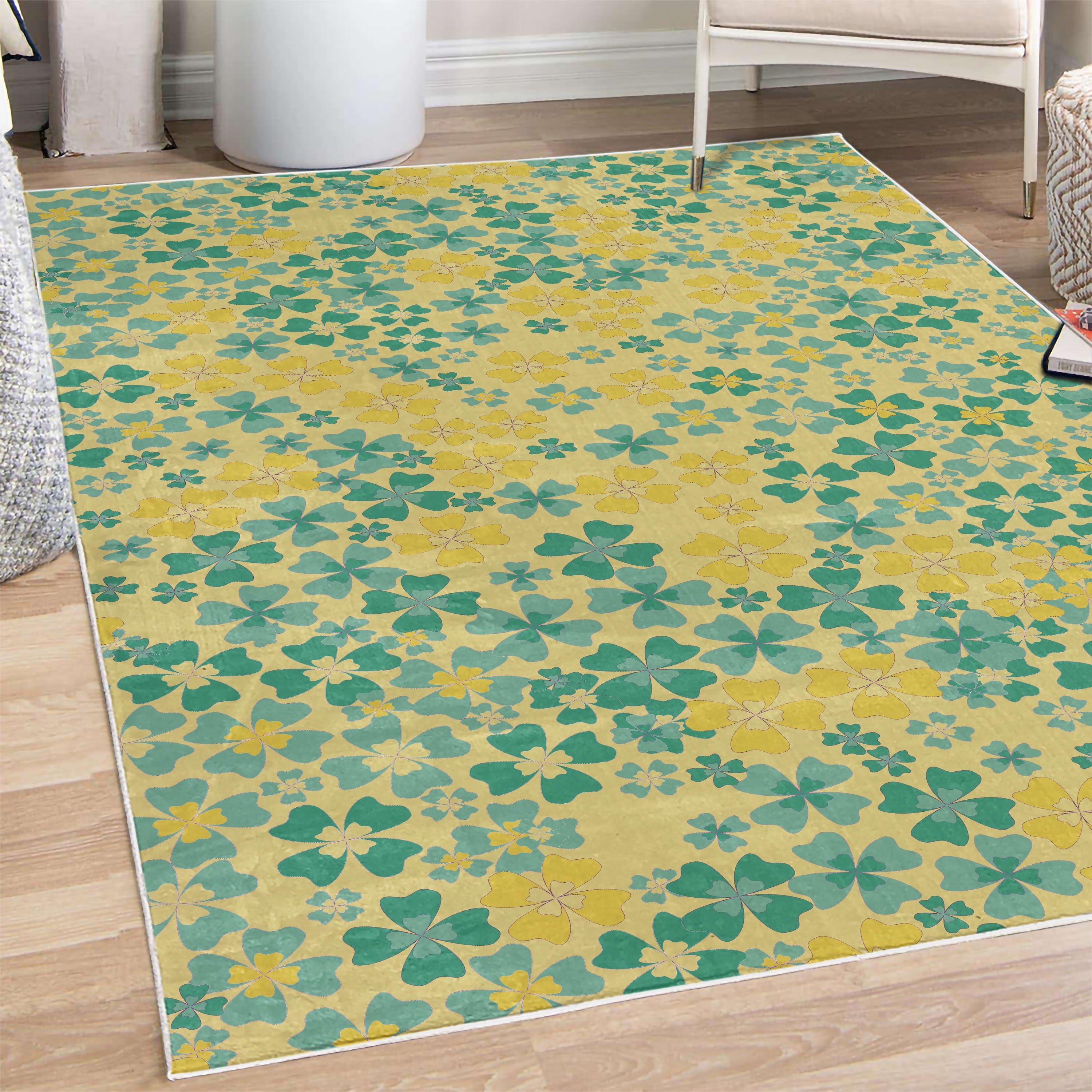 Flower Decorative Rug, Lilac Flowers Blossoms in Spring Romantic Meadow ...