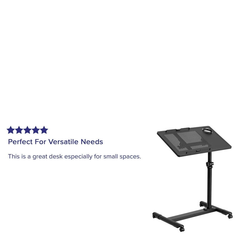 Flash furniture black adjustable height steel mobile computer desk store