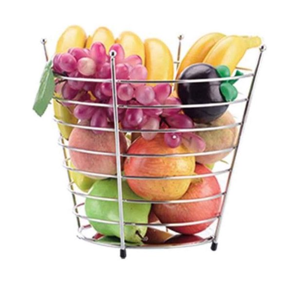 Wire Fruit Basket, Round Metal Mesh Fruit Bowl Storage Holder Kitchen ...