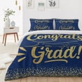 Blue Gold Graduation Cap Bedding Duvet Cover Set Full Size 4 Pieces ...