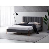 Omax Decor Exton Upholstered Platform Queen Bed in Dark Gray Fabric ...