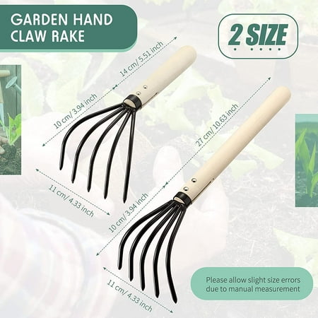 Garden Hand Claw Rake 5Tine Claw Rake and Cultivator with Poplar Wood ...