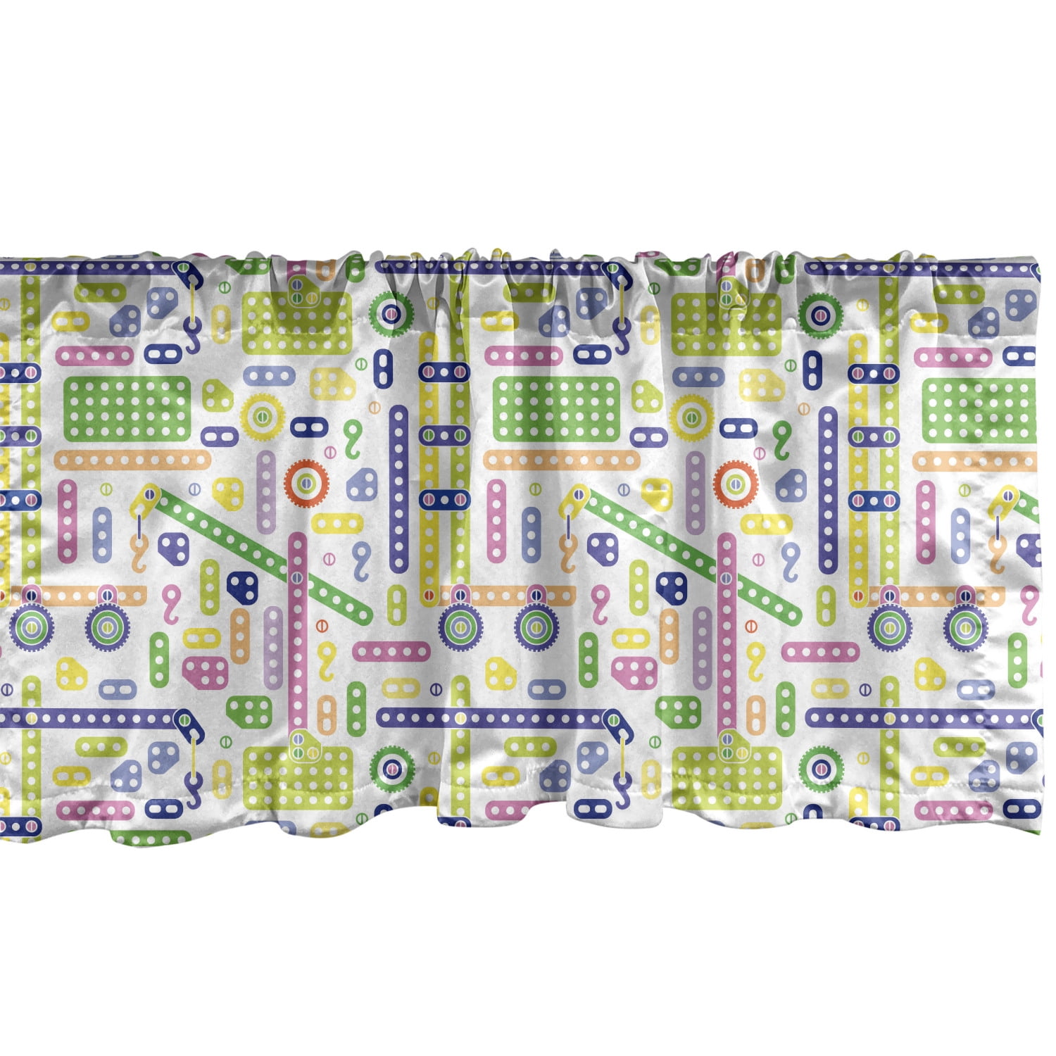 Building Blocks Window Valance Pack of 2, Colorful Mechanic Road ...