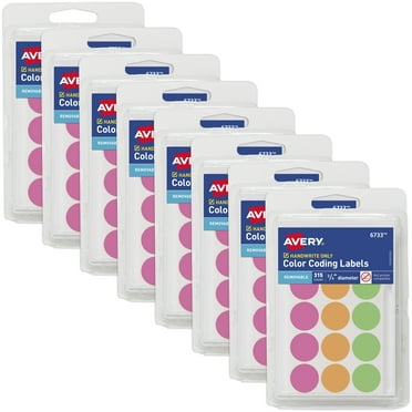 Avery Print/Write Self-Adhesive Removable Labels, 0.75 Inch Diameter ...