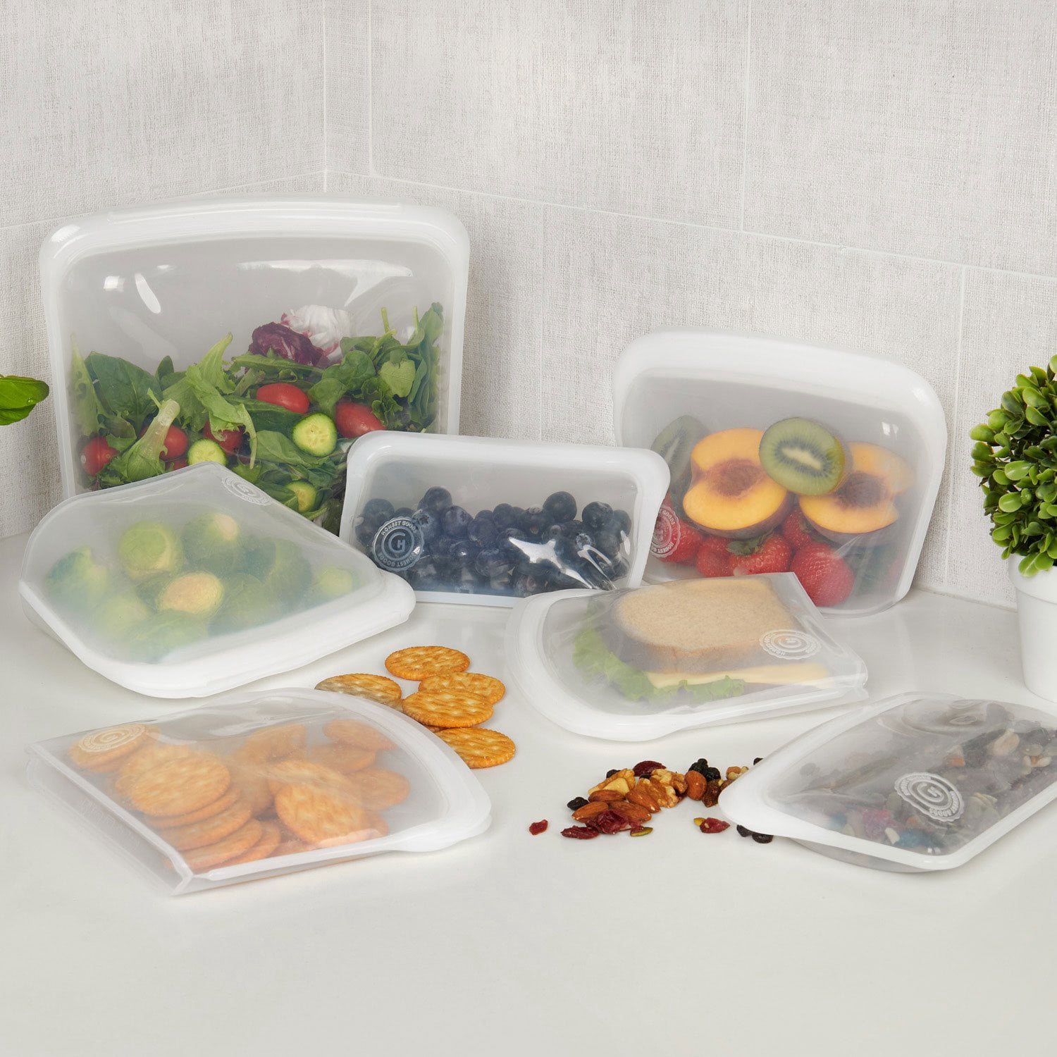 Honest Goods 7-Piece Silicone Food Storage Bags, Choose Color ...