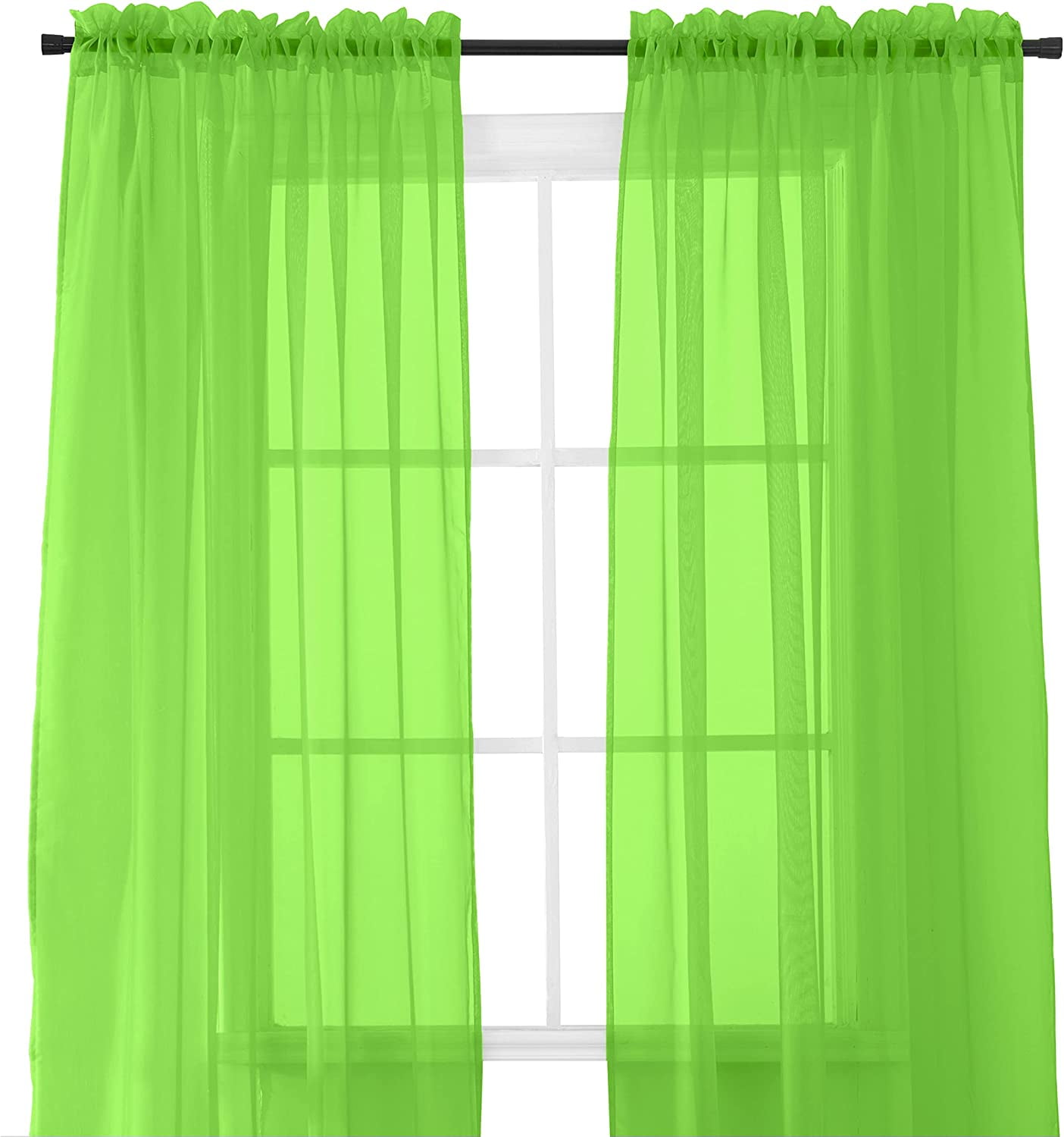 Solid Sheer Window Drapes, (Set of 2) Multipurpose Sheer Curtains, 60 X ...