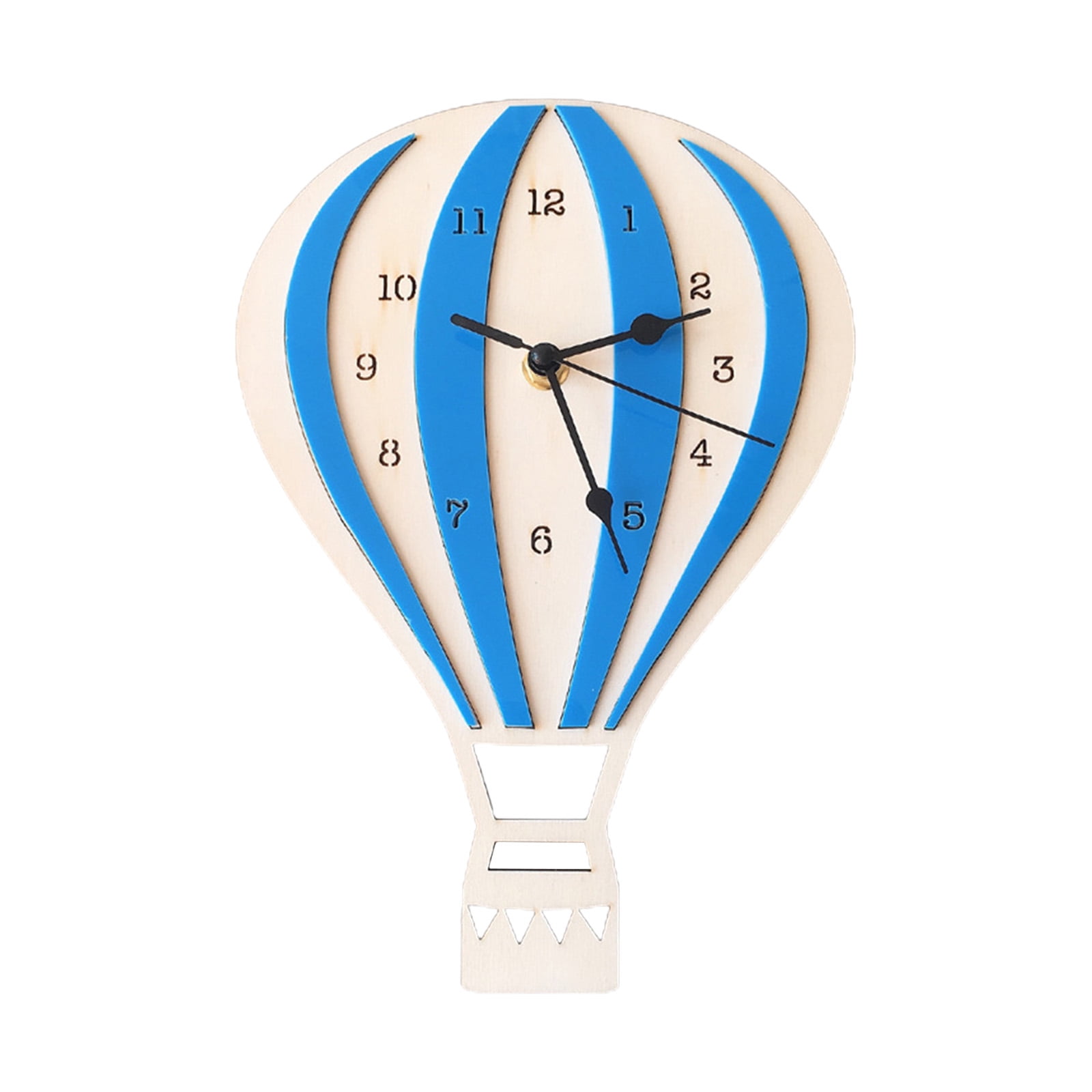 Nordic Style Cartoon Hot Air Balloon Wall Clock Silent for Time Clocks ...