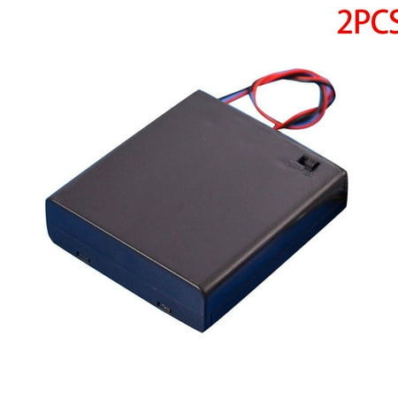2 Pieces Black 4 AA Batteries Box 6V Lid Switch Battery holder Case ...