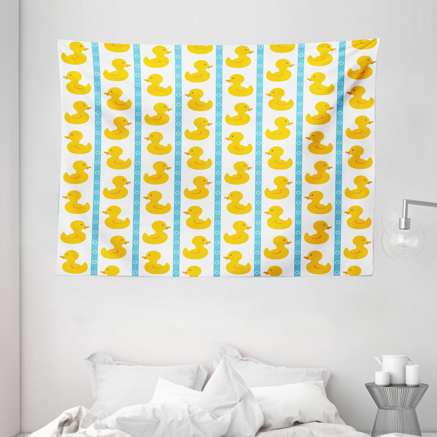 Rubber Duck Tapestry Yellow Duckies With Blue Stripes And Small