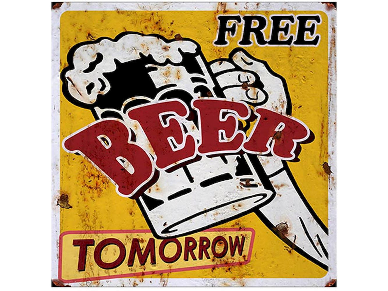 "Free Beer Tomorrow" Metal Sign - Walmart.com