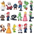 Mario Bros 18-Pack Action Figures - Princess, Turtle, Mushroom, Donkey ...