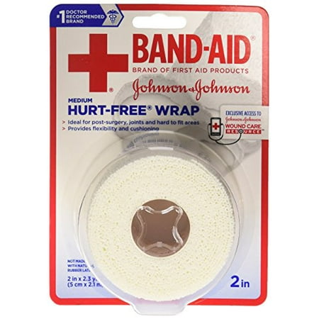 2 Pack - BAND-AID First Aid Hurt-Free Wrap, Medium 2 inch X 2.3 Yards ...