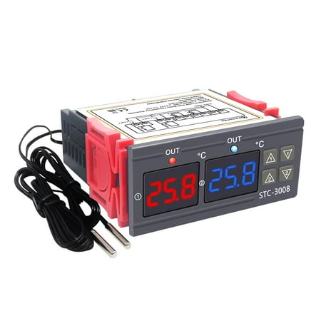 Digital Temperature Controller with 2 Probes 220V STC-3008, Thermostat ...